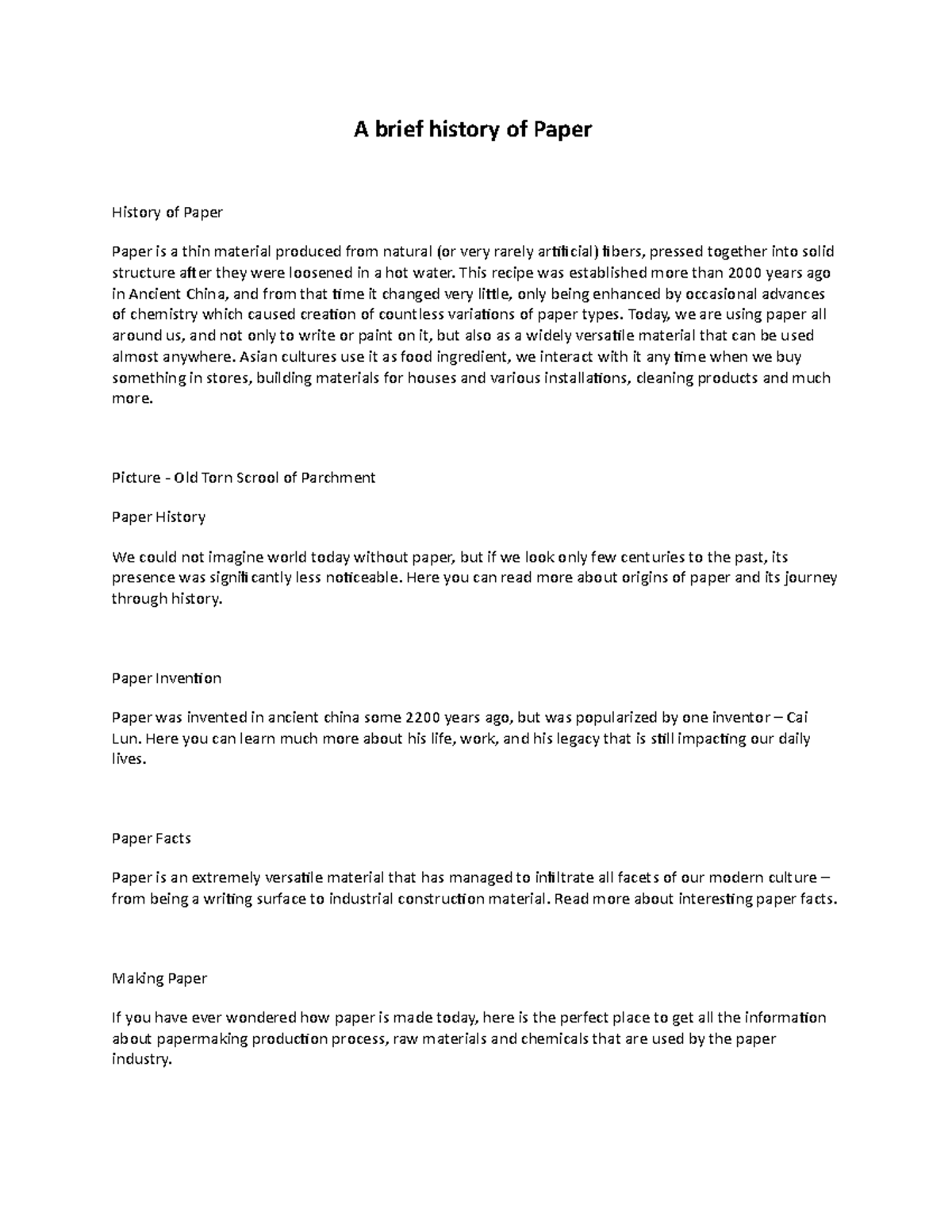 A deep brief history of Papeers - A brief history of Paper History of ...