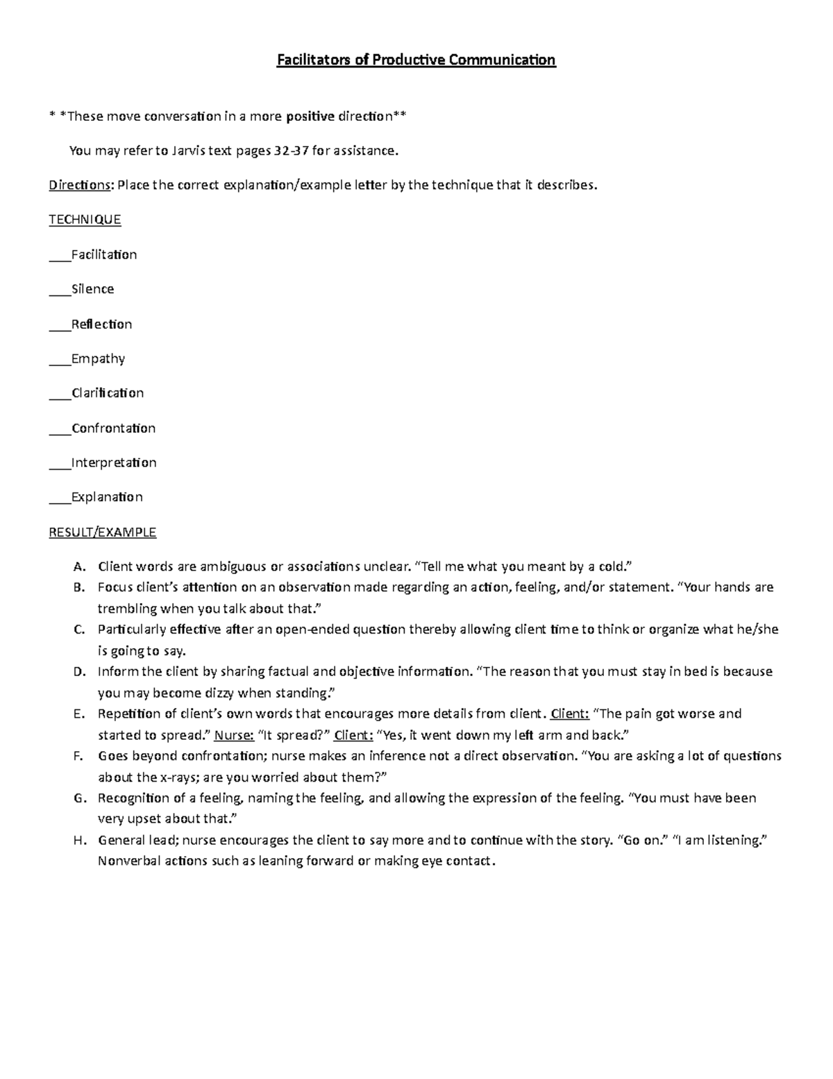 N201 Communication Techniques - Facilitators of Productive ...