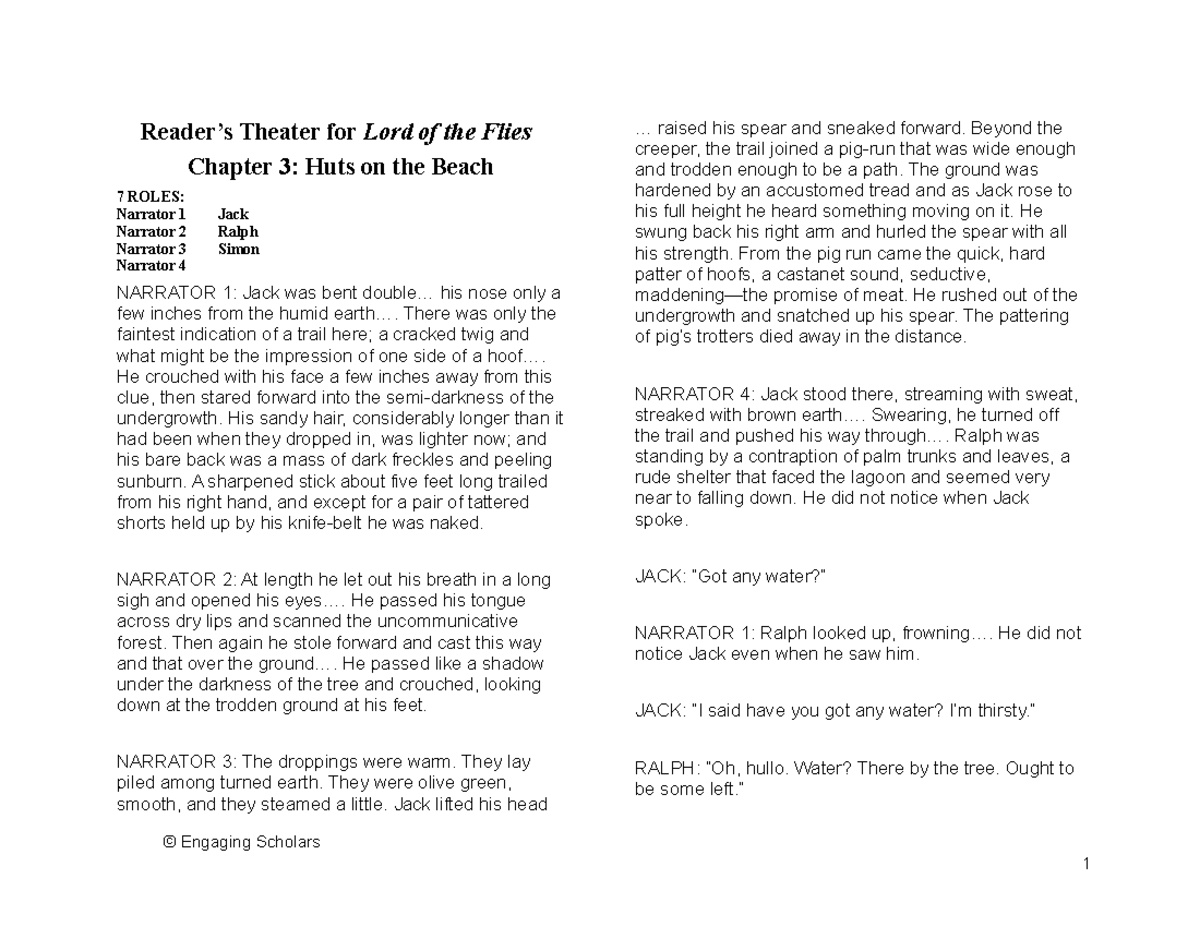 Copy of Ch. 3 Reader's Theater for Lord of the Flies - Reader’s Theater ...