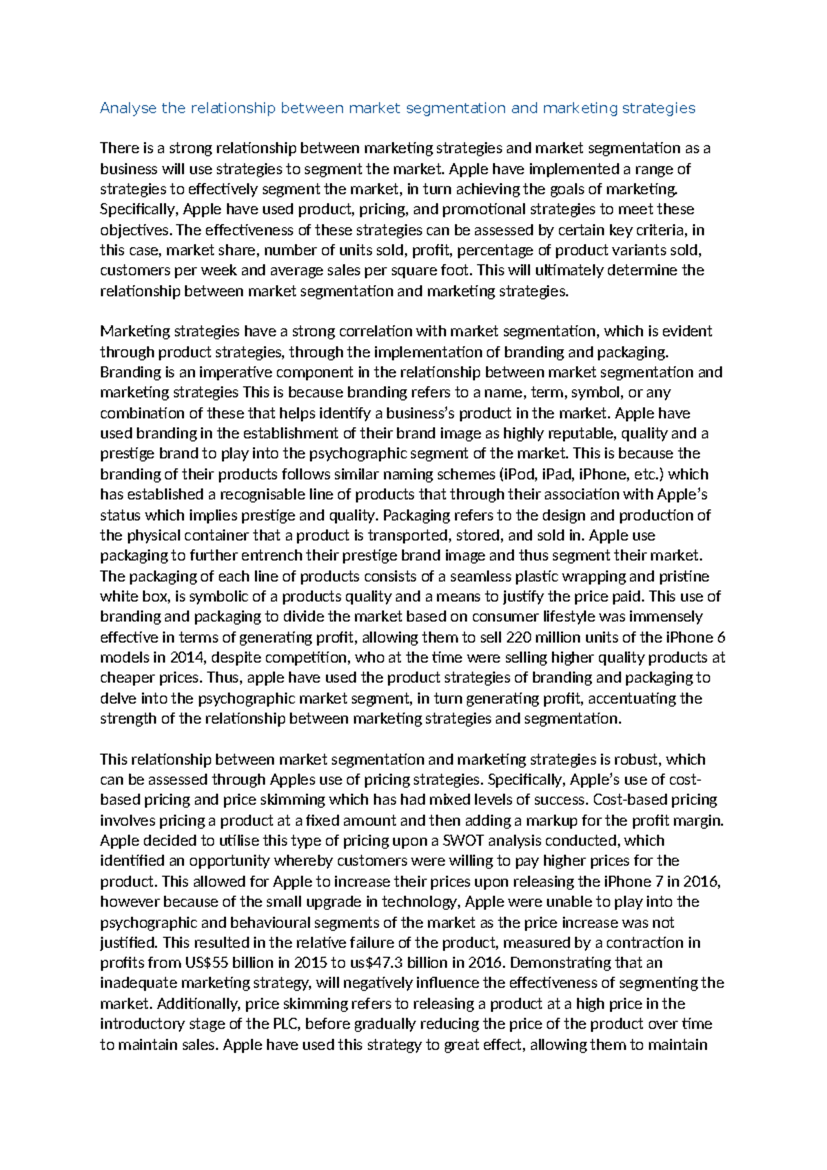 Marketing strategies + segmentation case study - Analyse the ...