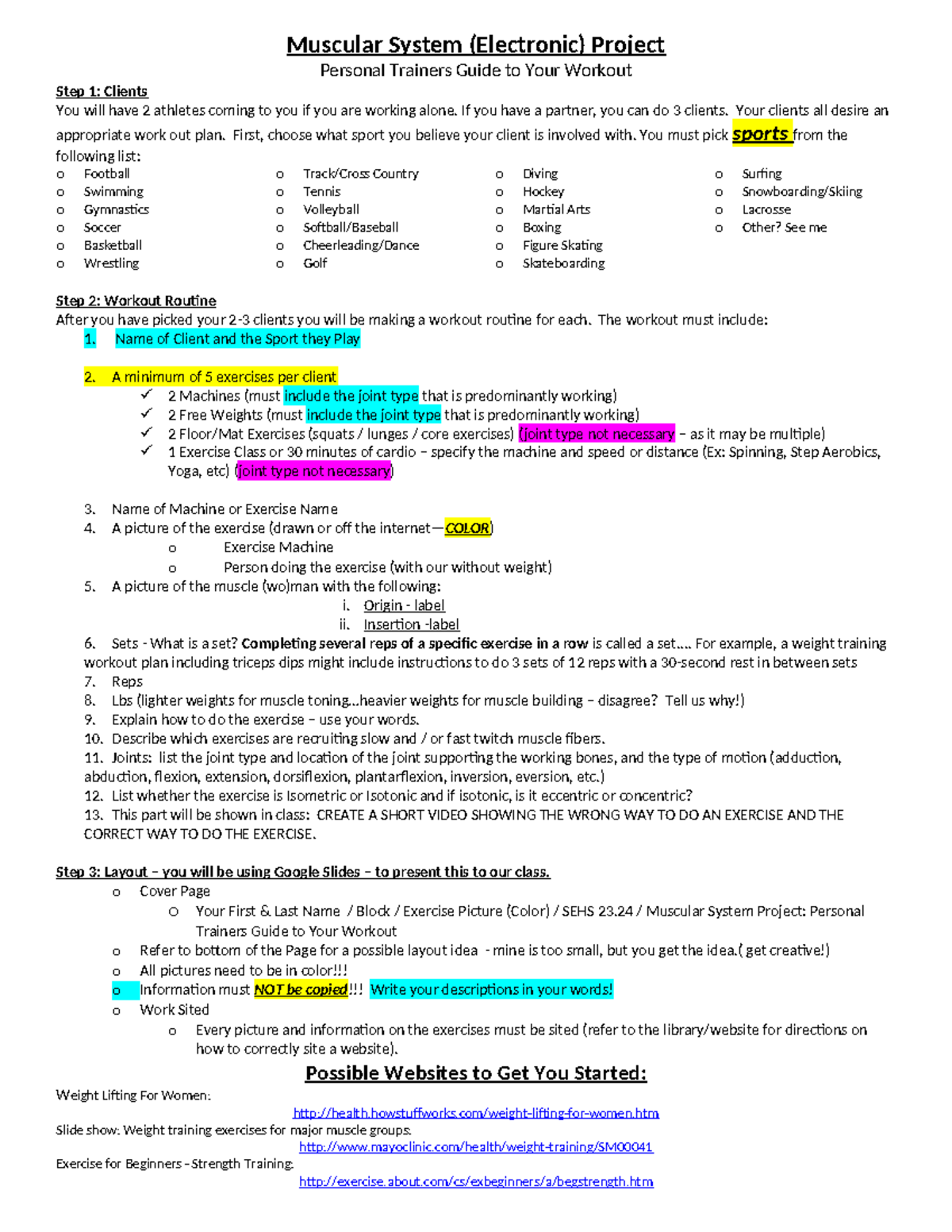 Muscular System Project - Muscular System (Electronic) Project Personal ...