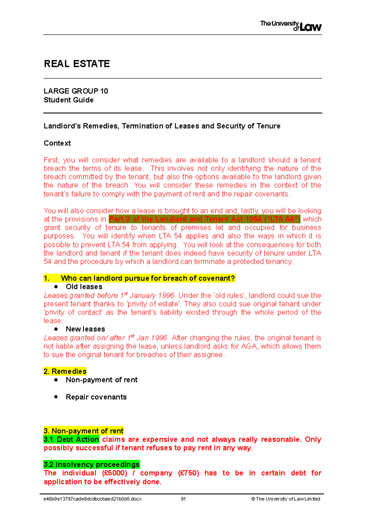 2122 re level 5 lg10 ce01 student guide - REAL ESTATE LARGE GROUP 10 Student Guide Landlord’s ...