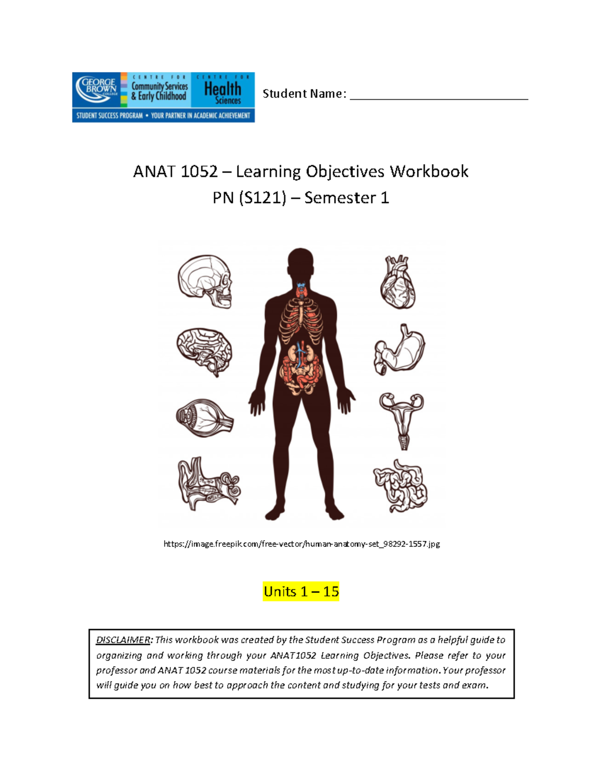 Anatomy 1052 Workbook - ANAT 1052 - George Brown College - Studocu