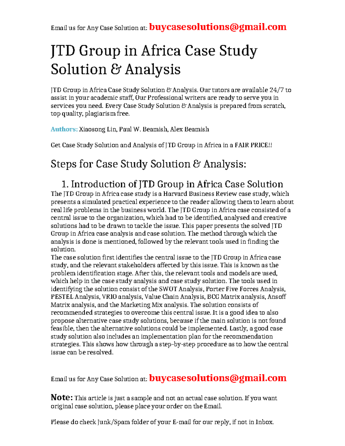 JTD Group in Africa Case Study Solution Analysis - JTD Group in Africa ...