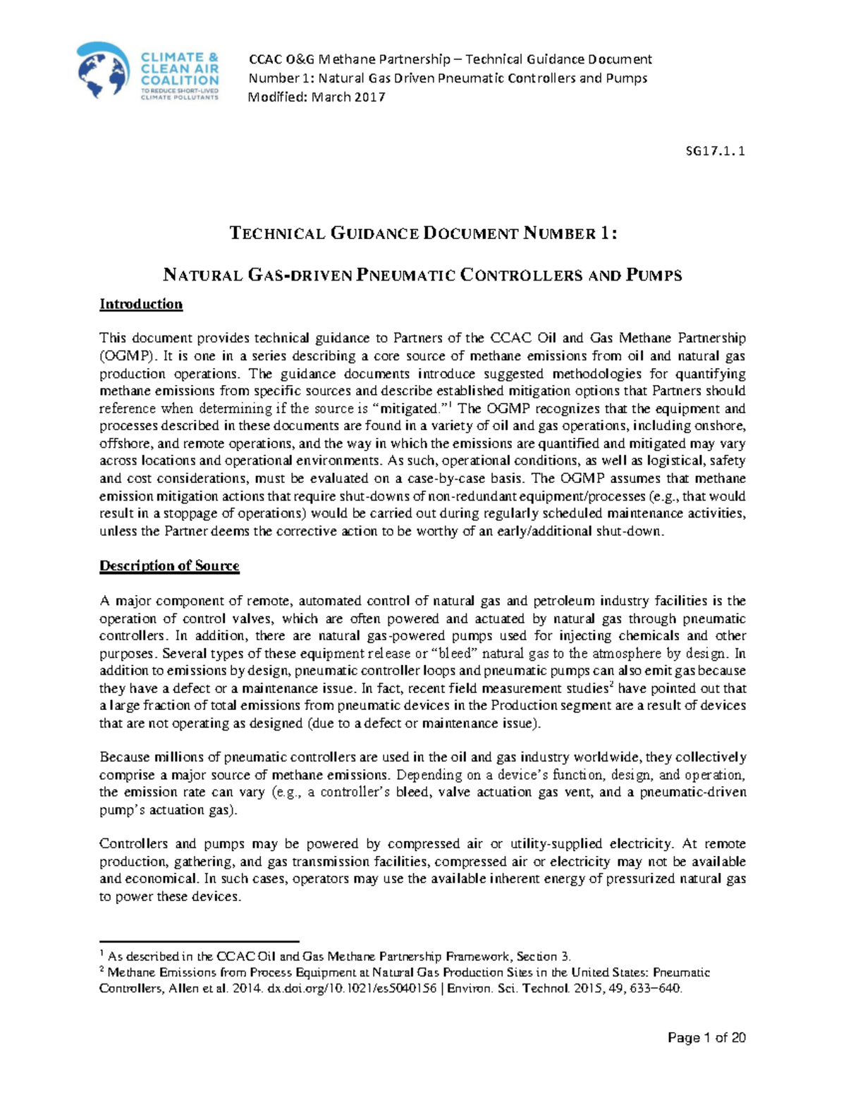 2017 OGMP-TGD1-Pneumatic-controls-and-pumps CCAC - Number 1: Natural ...