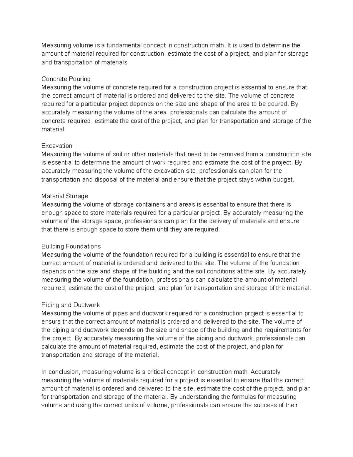 Practical Application of Measuring Volume - Measuring volume is a ...