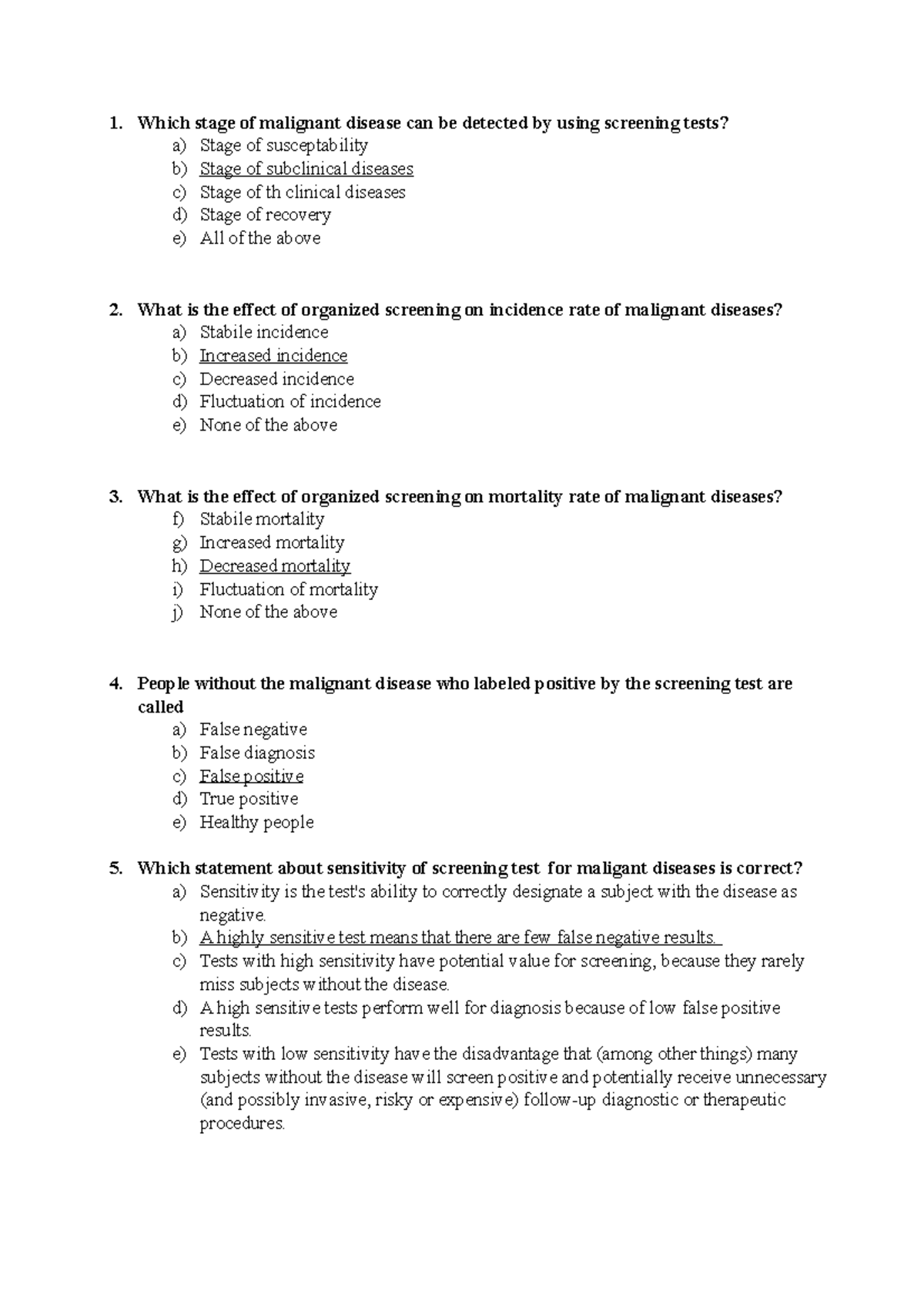 Clinical oncology questions - Which stage of malignant disease can be ...