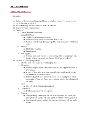 ART 10 midterm quiz 1 - Lecture notes on painting and drawing - ART 10 ...