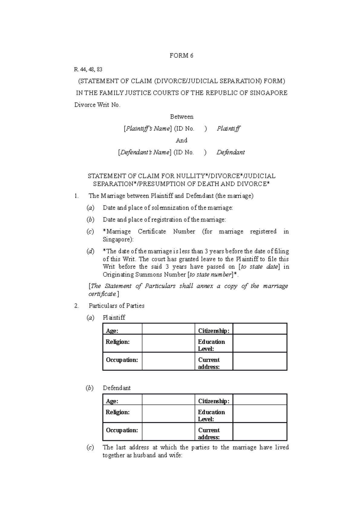 The statement of claim (form 6)326b99fa6409400488 f71e932a5aeca6 - FORM ...