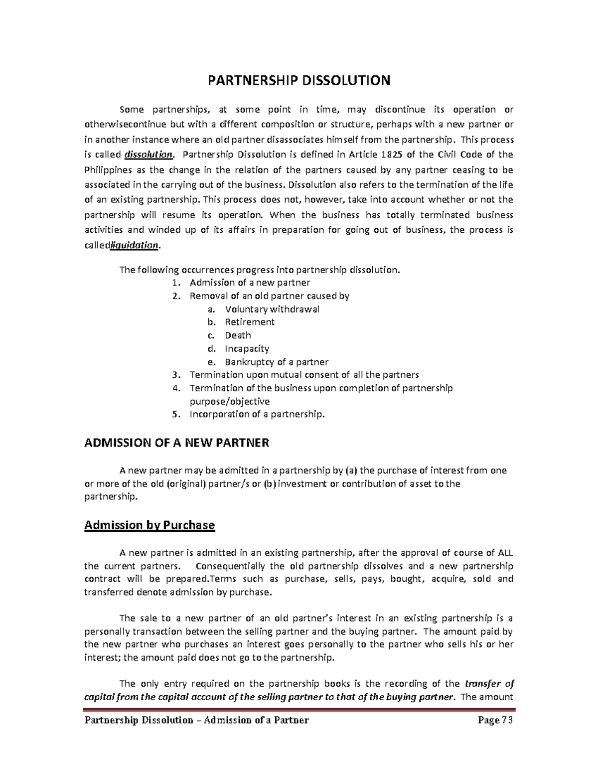 Partnership-Dissolution-Chapter-4 MSB - PARTNERSHIP DISSOLUTION Some ...