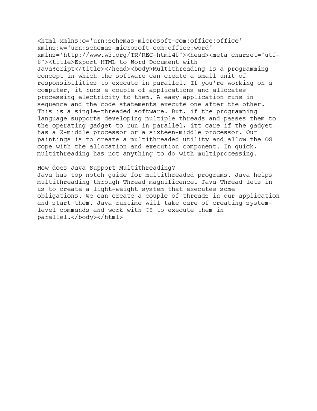Document part Practice Assignment Export HTML To Word Document With
