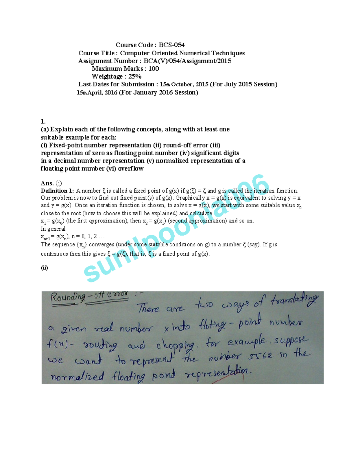 Bcs 54 2016 - sunilpoonia006sunilpoonia Course Code : BCS- Course Title ...