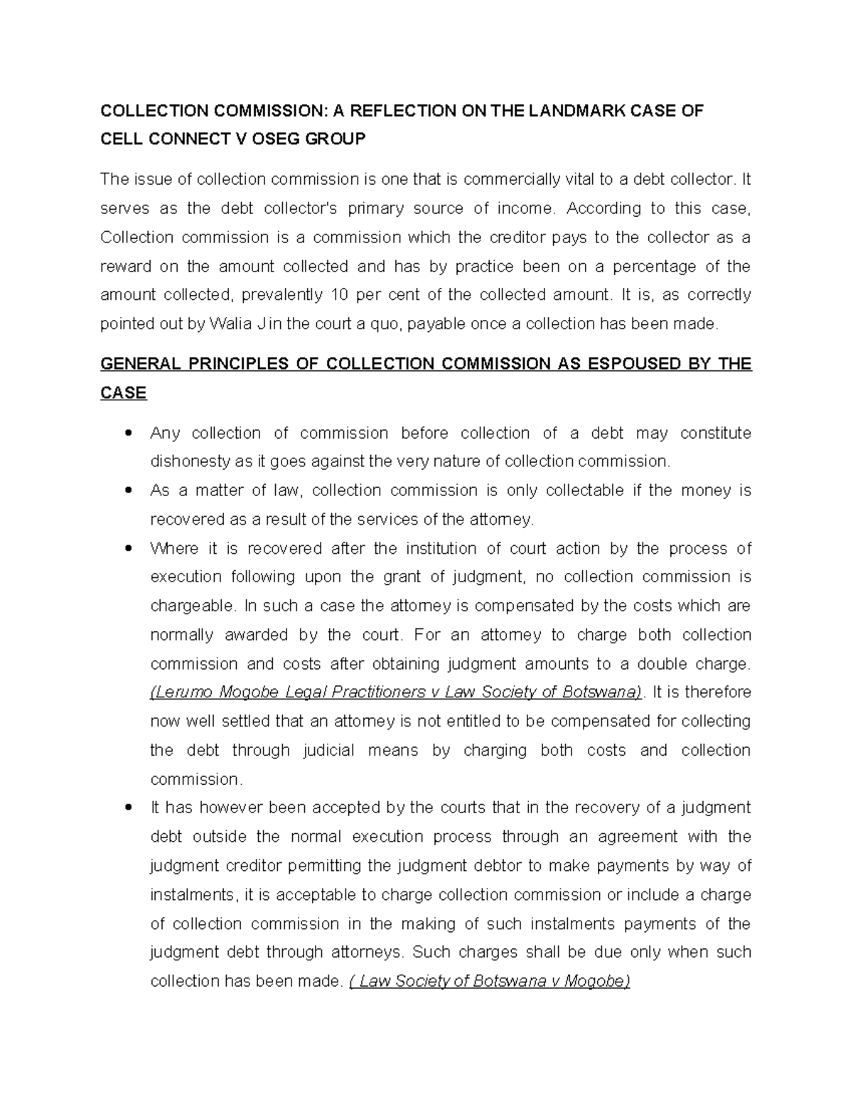 Collection Commission - It serves as the debt collector's primary ...