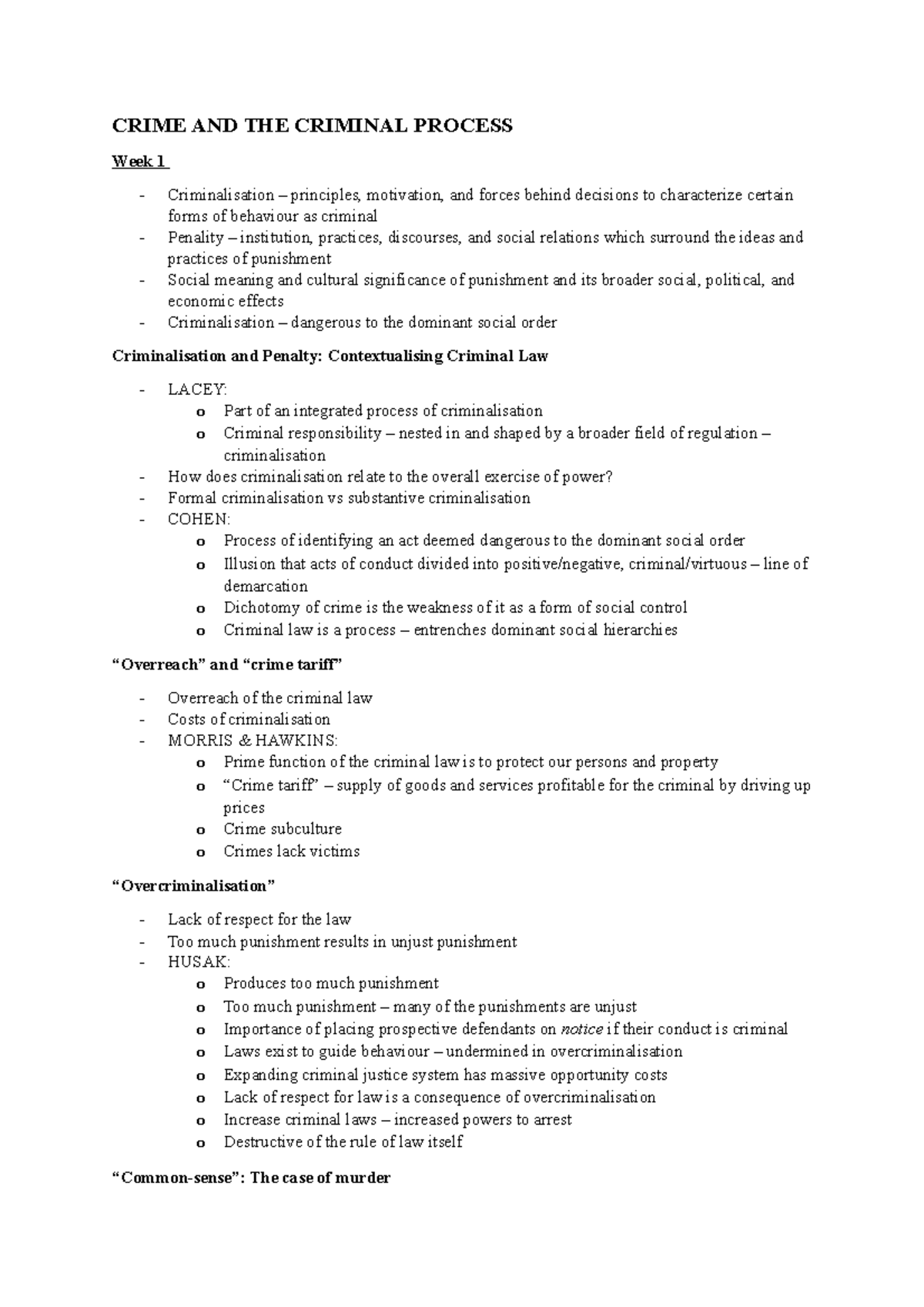 Crime AND THE Criminal Process - CRIME AND THE CRIMINAL PROCESS Week 1 ...