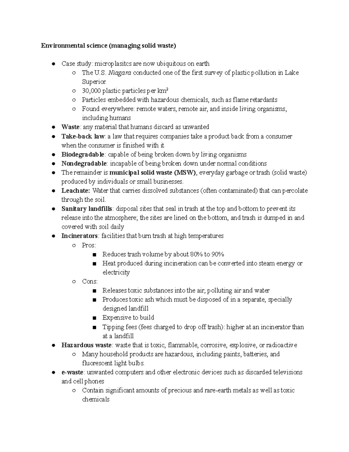 ES managing solid waste - Environmental science (managing solid waste) Case study: microplasitcs ...