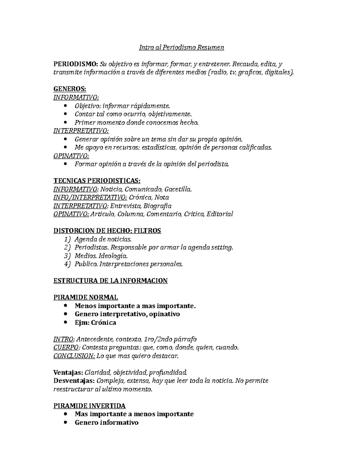 Intro al Periodismo Resumen - Intro al Periodismo Resumen PERIODISMO ...