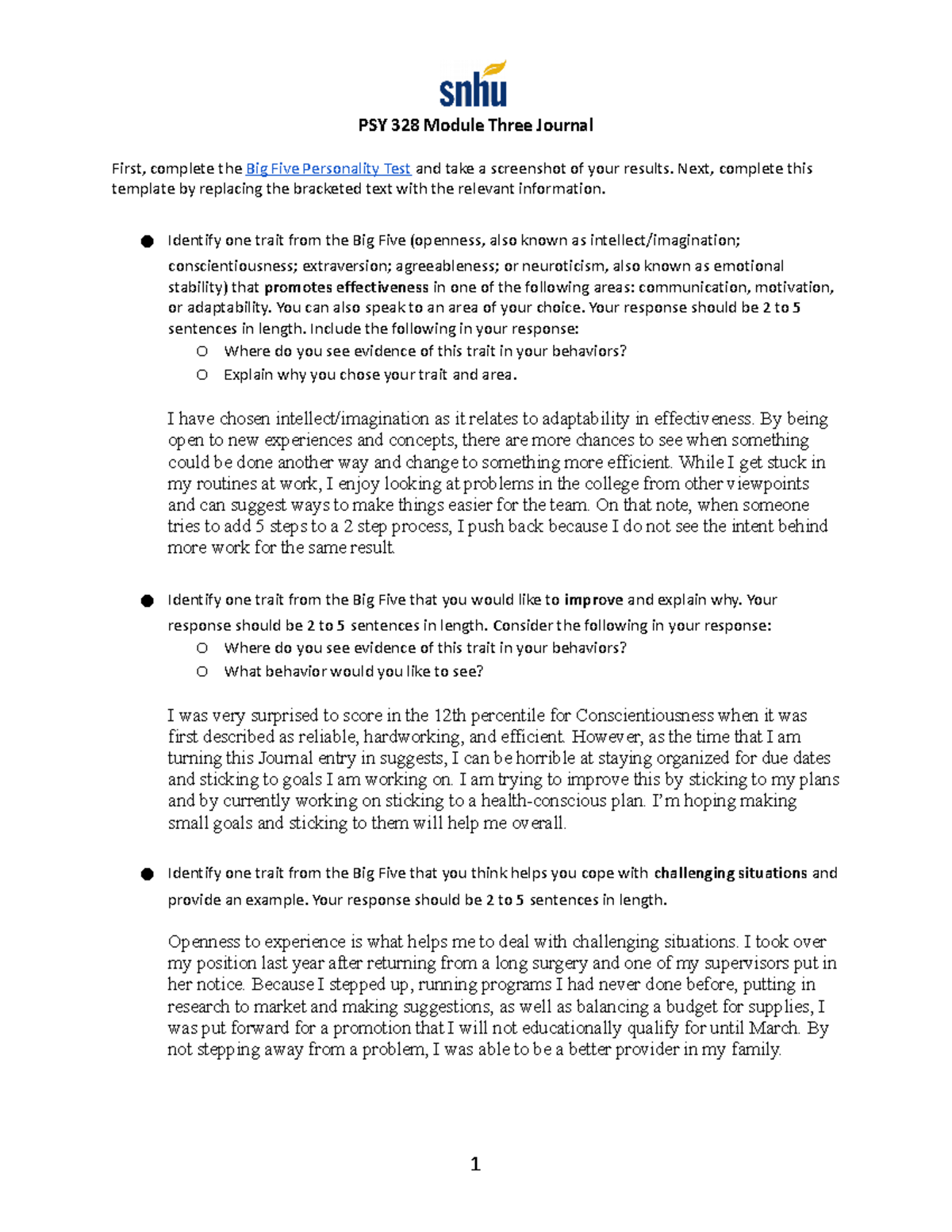 PSY 328 Module Three Journal - PSY 328 Module Three Journal First ...