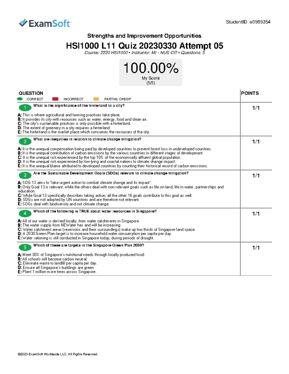 Exam Taker Answer Report (17) - Strengths and Improvement Opportunities ...