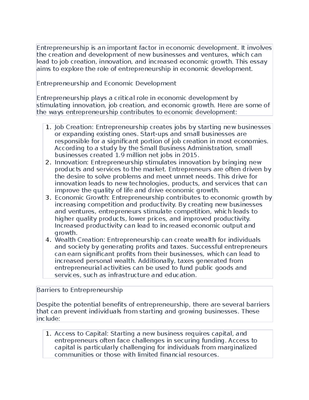 Entrepreneurship is an important factor in economic development - It ...