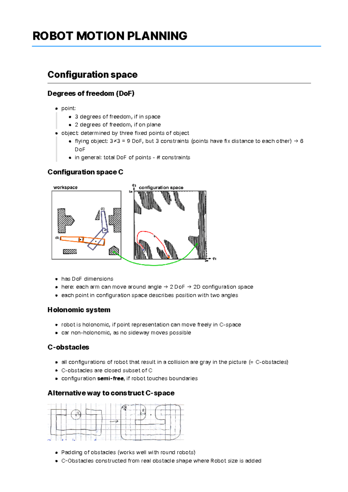 Summary Robot motion planning with many diagrams - ROBOT MOTION ...