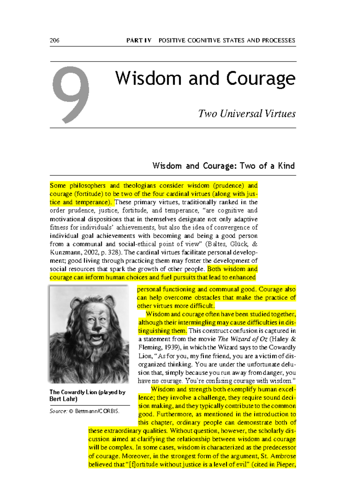 Wisdom and courage - 206 PART IV POSITIVE COGNITIVE STATES AND ...
