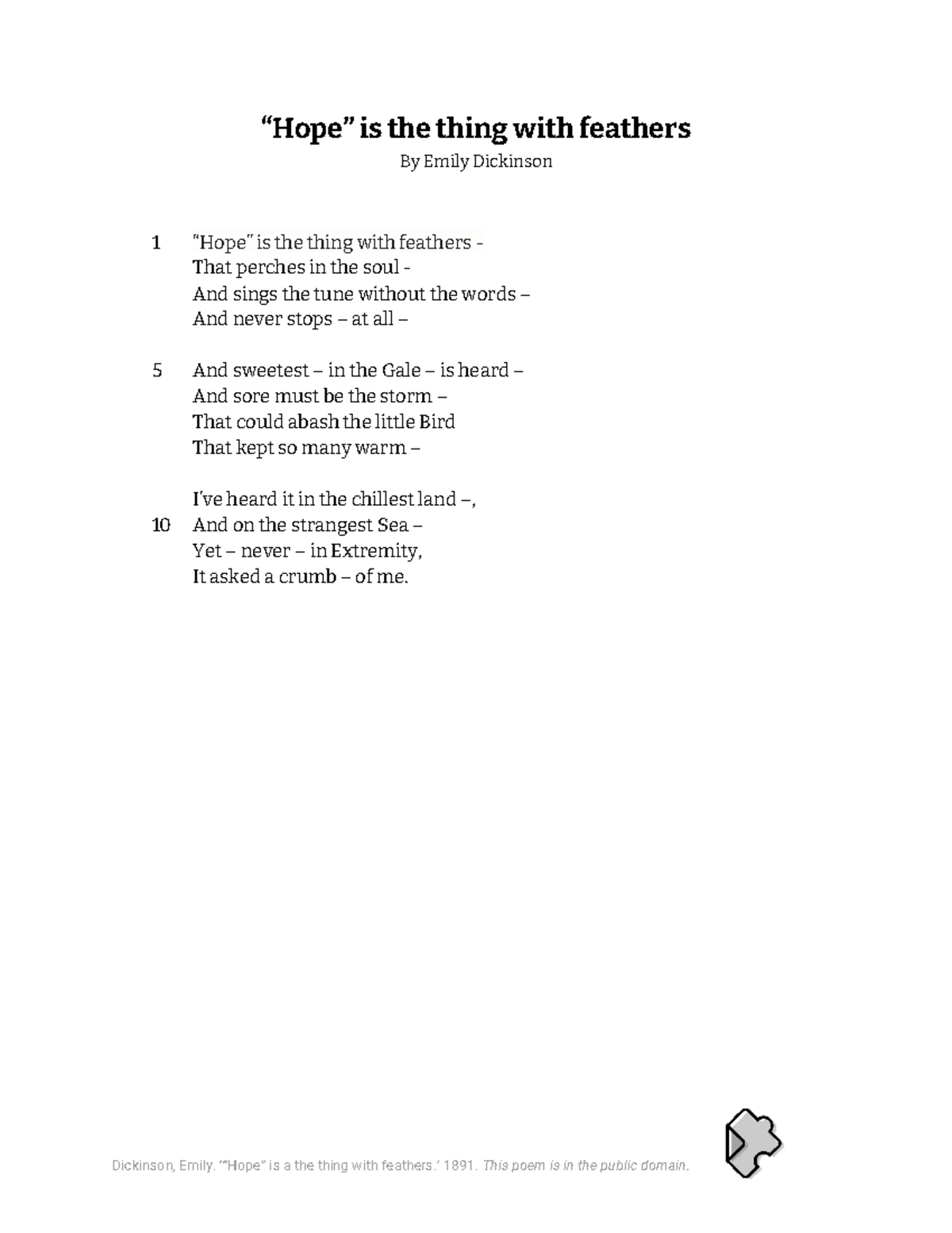 Copy of "Hope" is the thing with feathers - “Hope” is the thing with ...