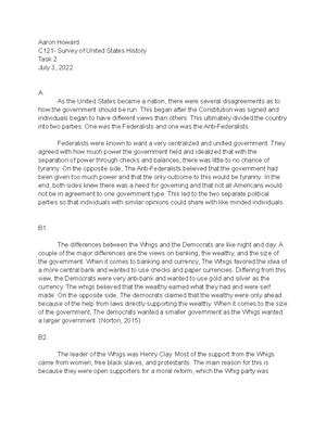 C121 task 3 - paper - Aaron Howard C121- Survey of United States ...