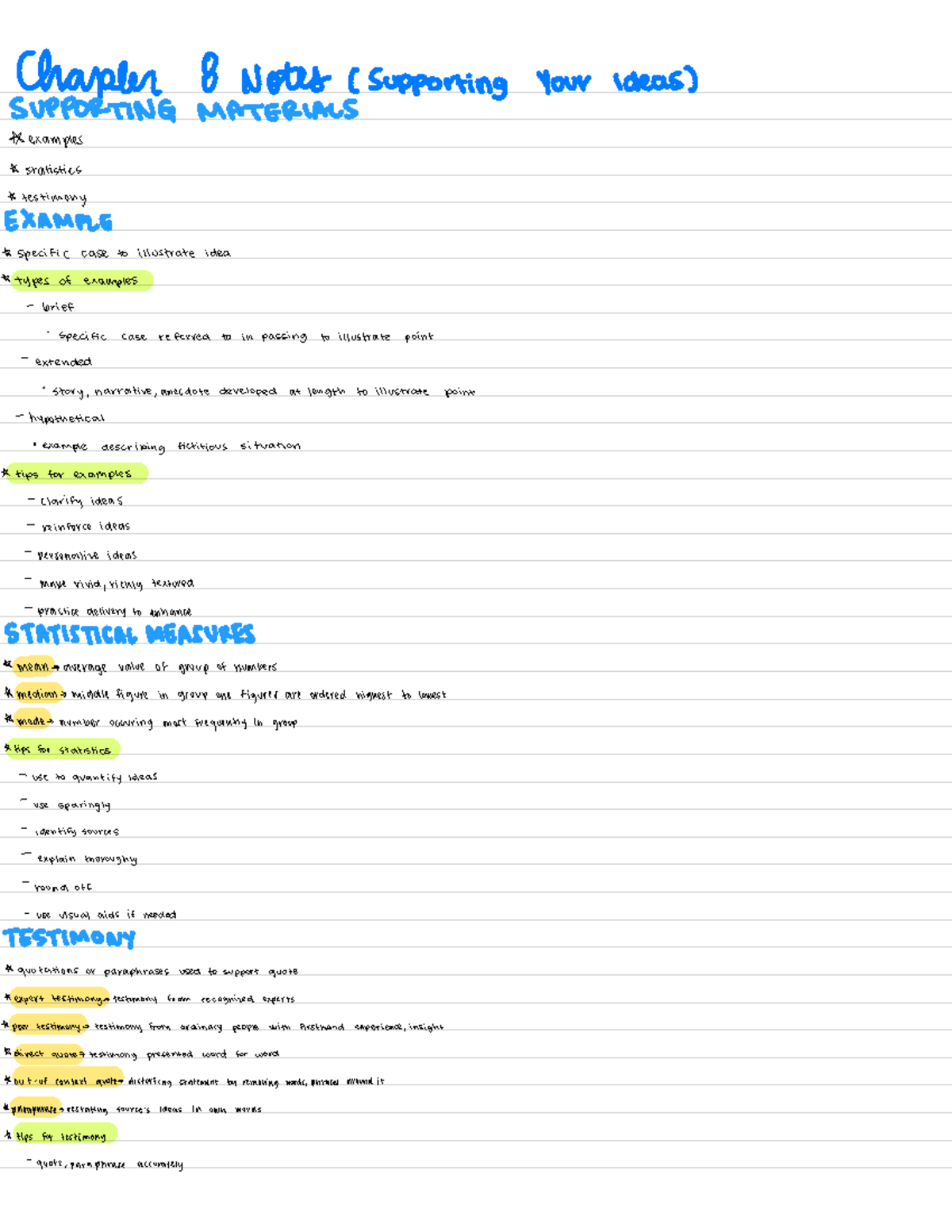 Chapter 8 Notes - Chapter 8 Nott [ Supporting Your ideas) SUPPORTING ...