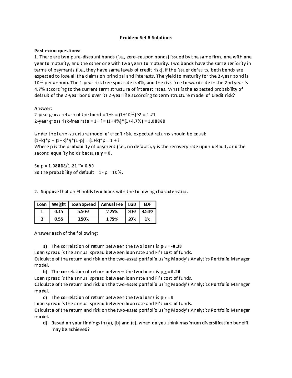 Problem Set 3 Solutions - Problem Set 8 Solutions Past exam questions ...