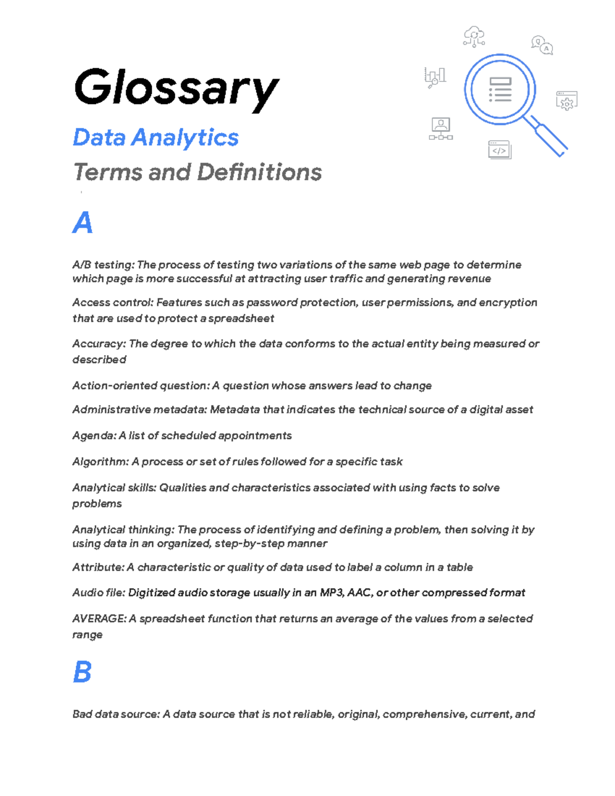 Course-4-Week-1-Glossary-DA-terms-and-definitions - Glossary Data Analytics Terms and ...