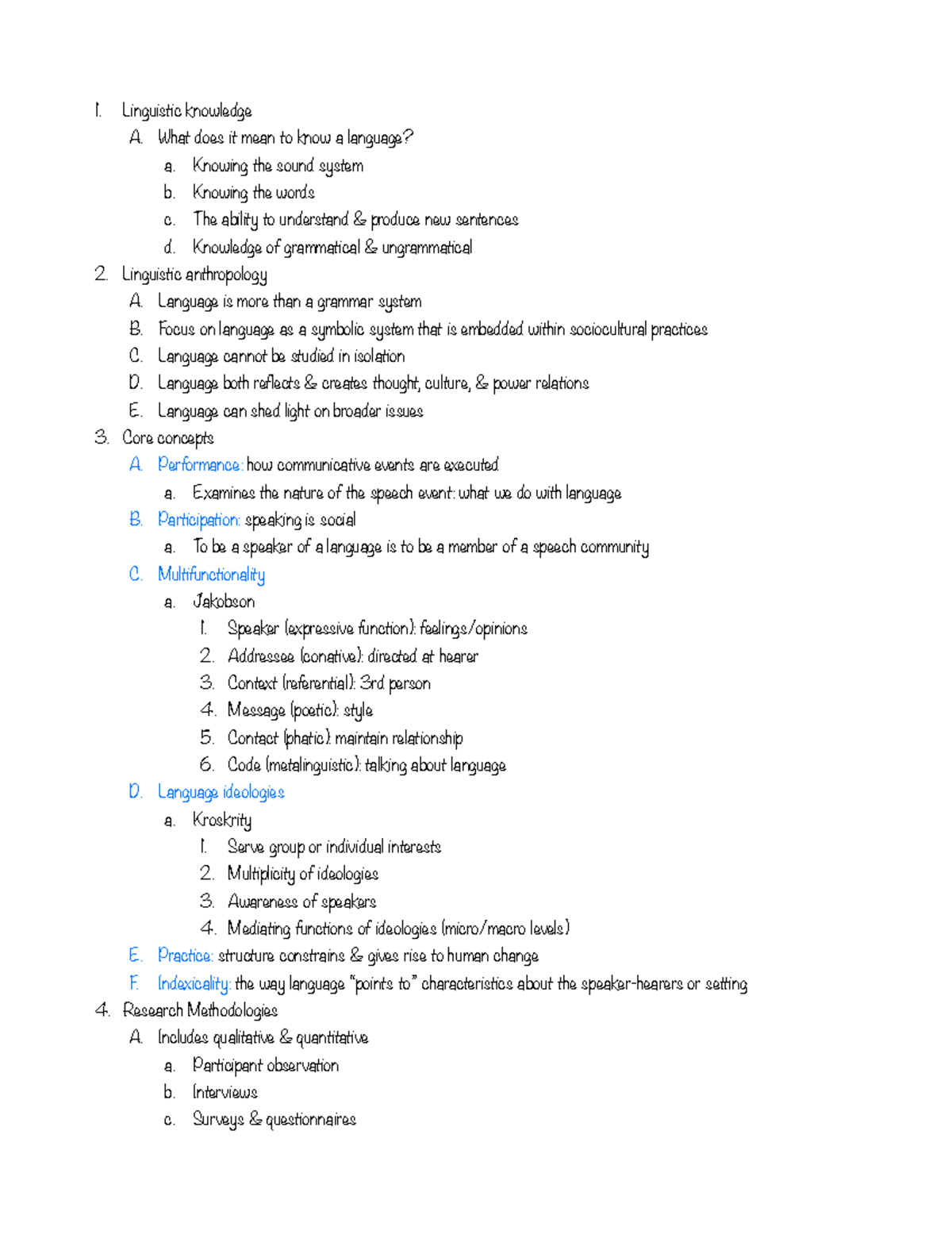 Intro Lecture - Linguistic knowledge A. What does it mean to know a ...