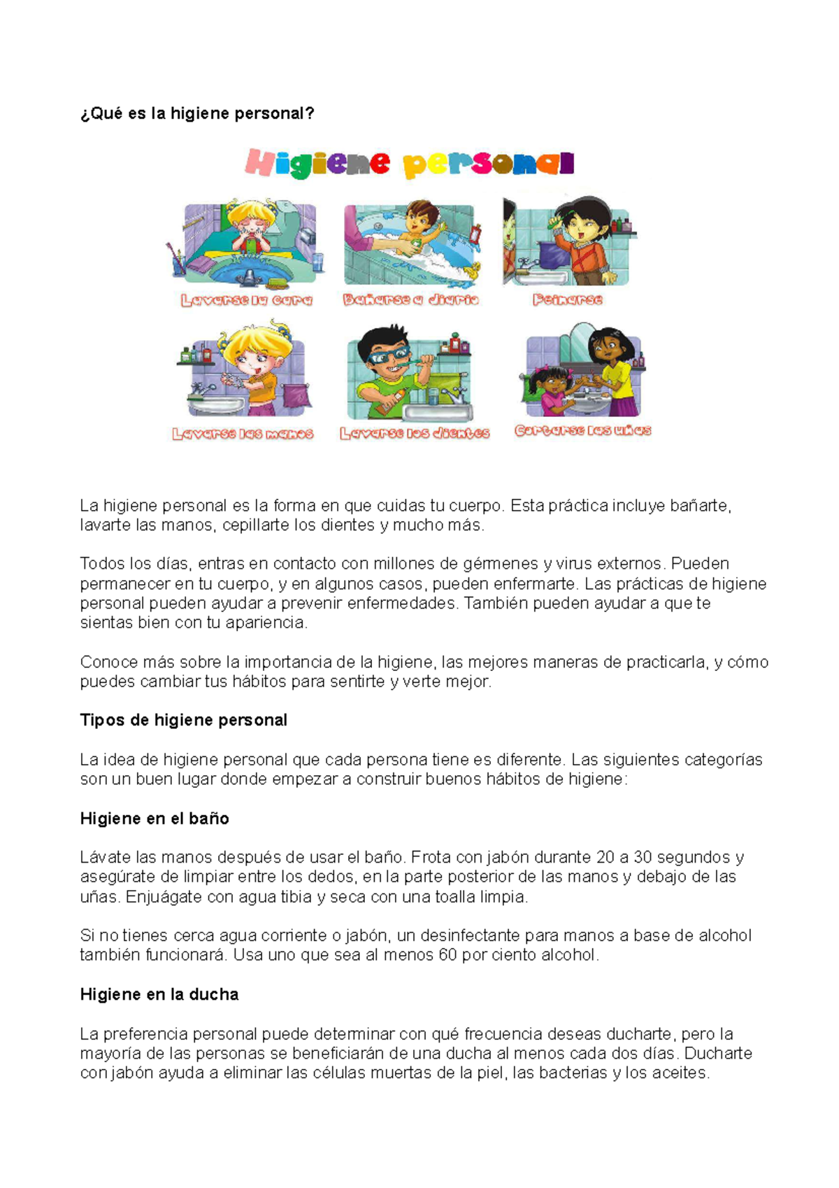 Qué Es La Higiene Personal Saory ¿qué Es La Higiene Personal La