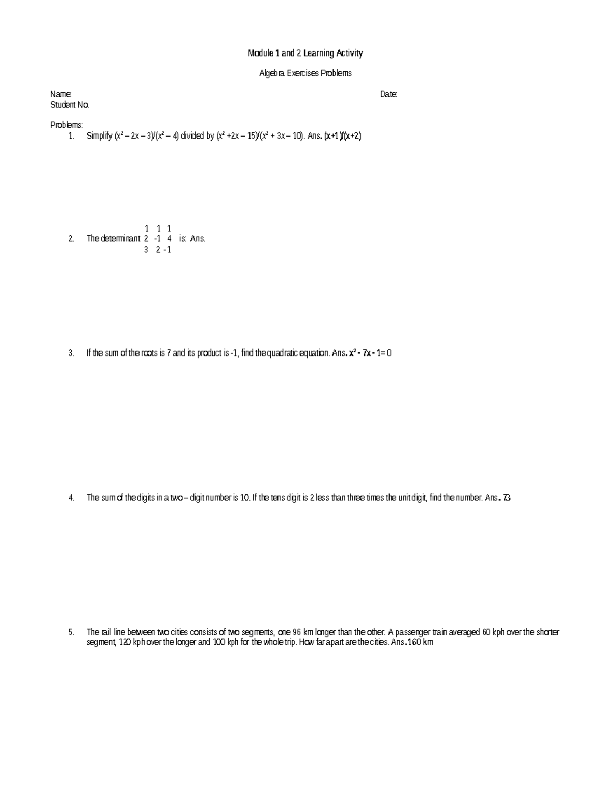 Module 1 and 2 Learning Activity - Module 1 and 2 Learning Activity ...