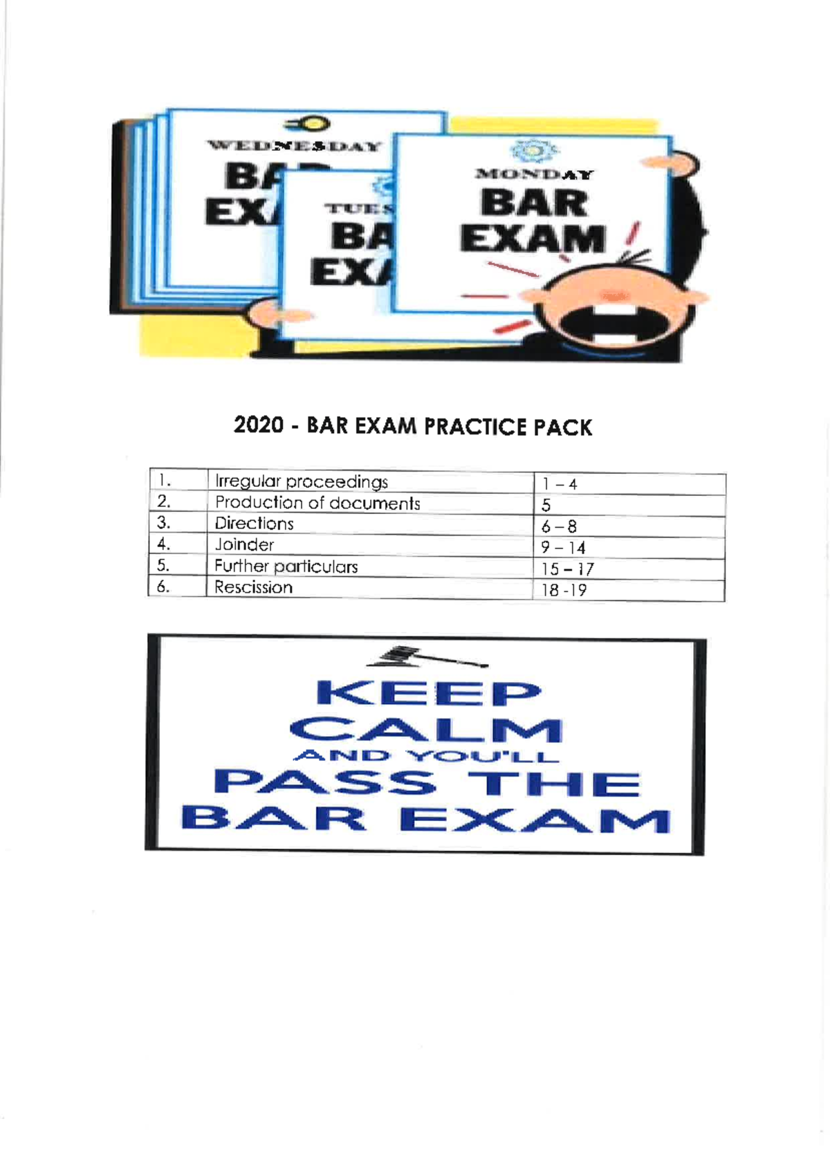 2020 - BAR EXAM Practice PACK - 2020 BAR EXAM PRACTICE PACK l ...