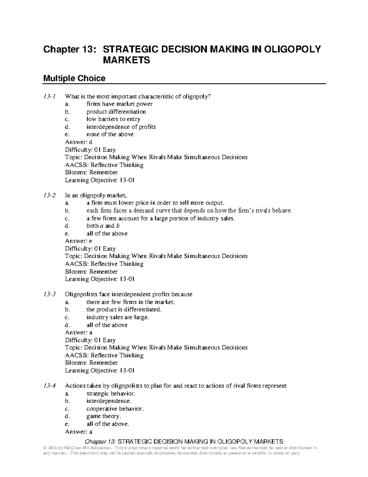 12e TB Chapter 13 - Econ - Chapter 13: STRATEGIC DECISION MAKING IN ...