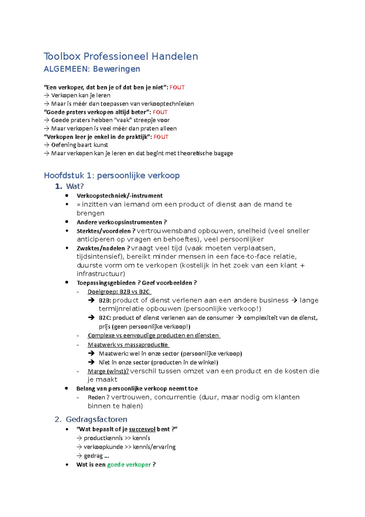 Samenvatting Toolbox proffesioneel handelen - Toolbox Professioneel ...