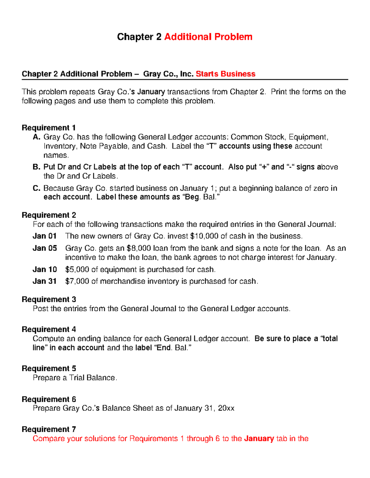 Chapter 02 - Xtra Problem - Chapter 2 Additional Problem Chapter 2 Additional Problem – Gray Co ...