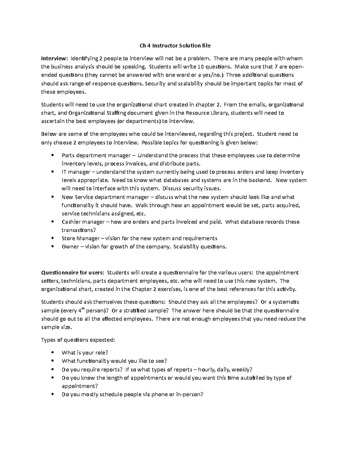 solutionschapter7solutions - Ch 4 Instructor Solution file Interview ...