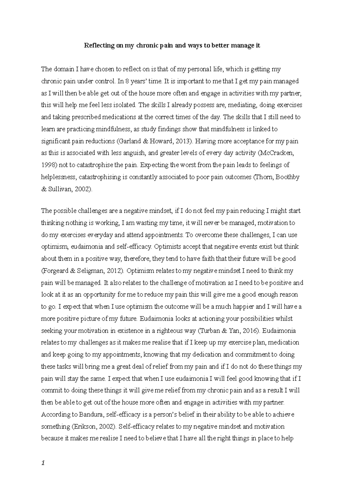 Reflection Report 2 - Reflecting on my chronic pain and ways to better ...