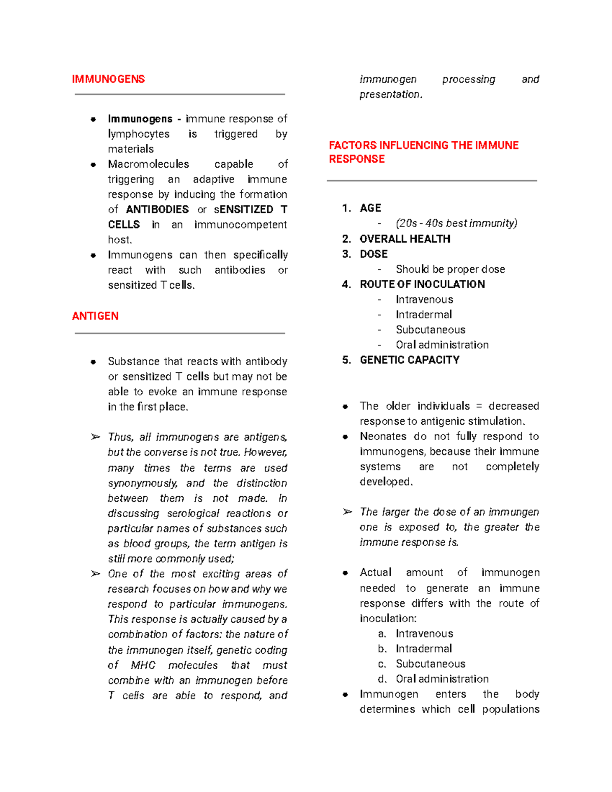 IM&SER LEC 3 - IMMUNOSERO - IMMUNOGENS Immunogens - immune response of ...