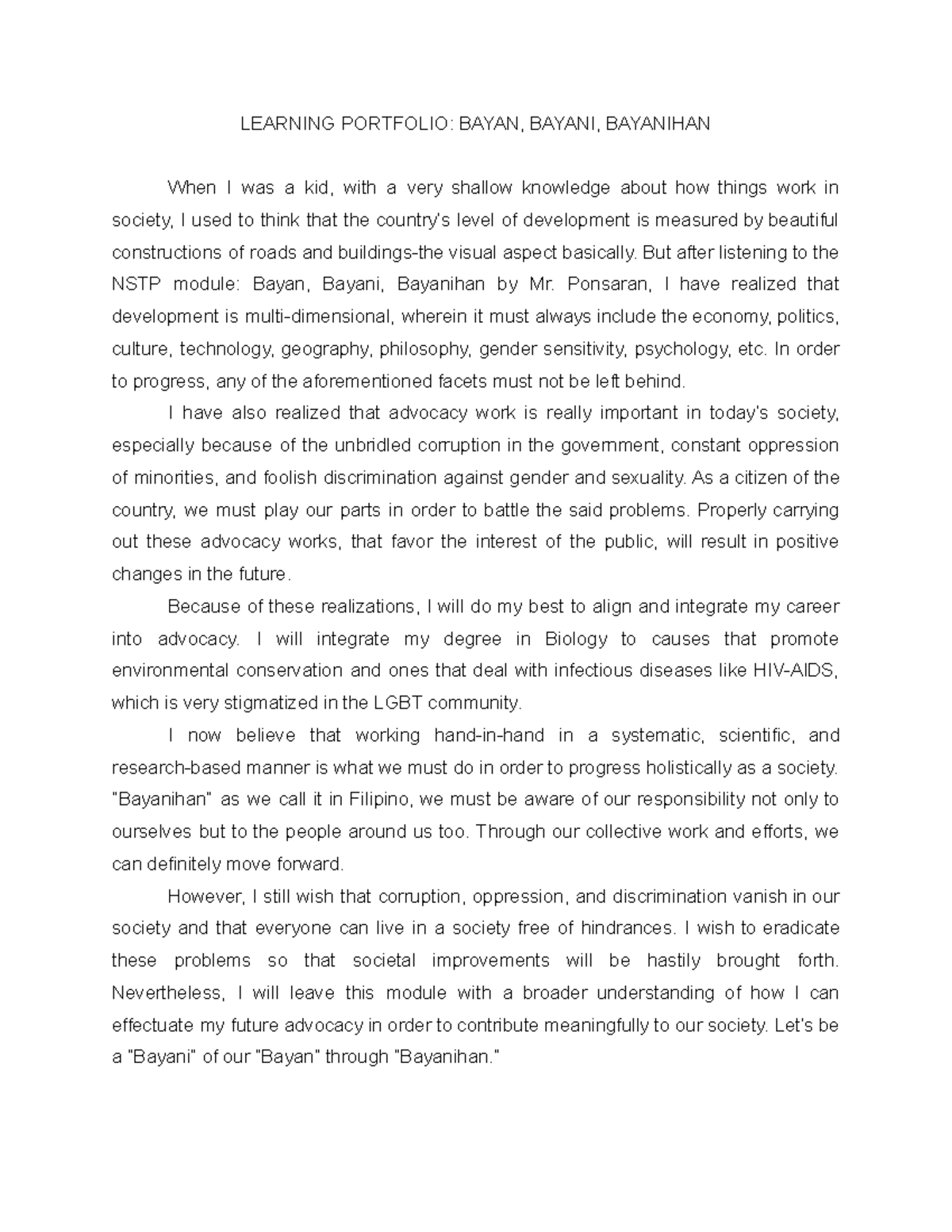 Bayan, Bayani, Bayanihan - LEARNING PORTFOLIO: BAYAN, BAYANI, BAYANIHAN ... Bayan, Bayani, Bayanihan - LEARNING PORTFOLIO: BAYAN, BAYANI, BAYANIHAN ...