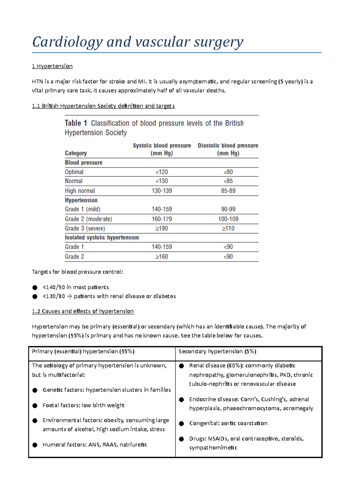 CVS Medicine and Surgery - Cardiology and vascular surgery 1 ...