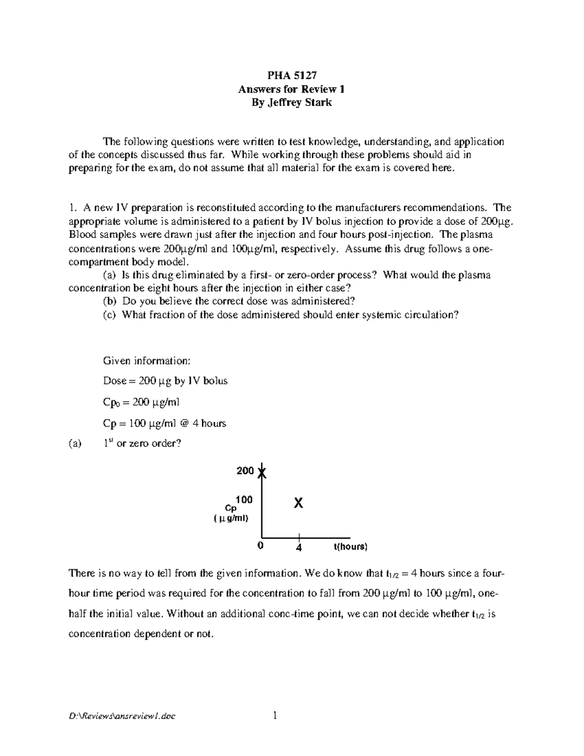 Ans-rev1-99 - Ans-rev1-99 - PHA 5127 Answers for Review 1 By Jeffrey ...
