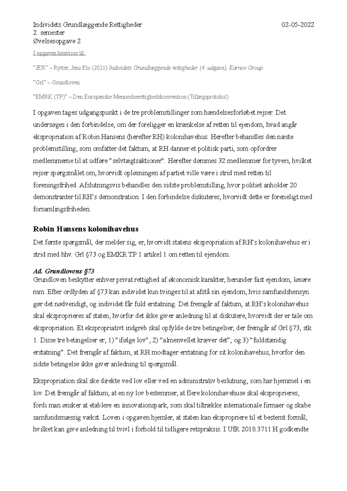 IGR Øvelsesopgave-2 - semester Øvelsesopgave 2 I opgaven henvises til ...