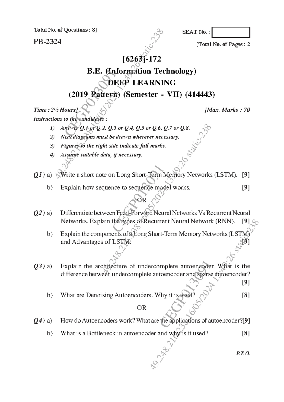 Nov Dec 2023 - SPPU B.E Engineering (IT) Question Paper - Total No. of ...