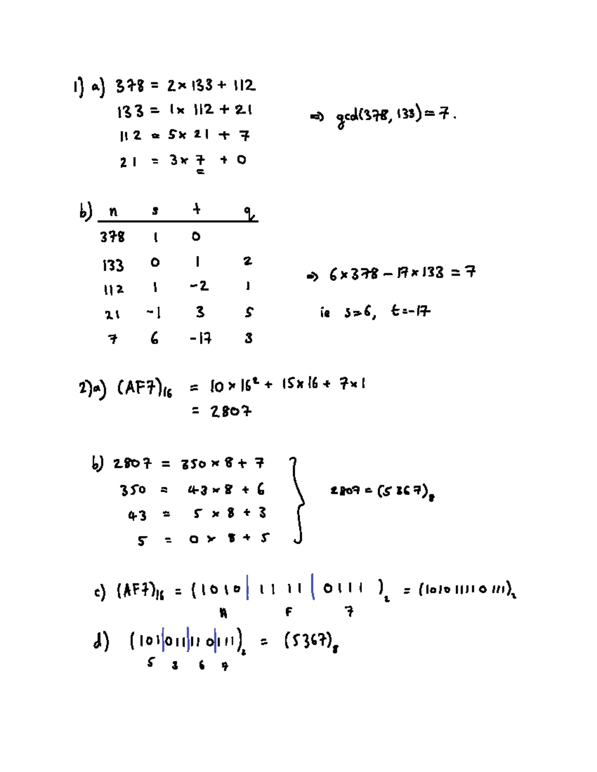 MATH1007 Module 3 Answers - 1 a 378 2 133 112 133 1 112 21 god 37 8, 7 ...