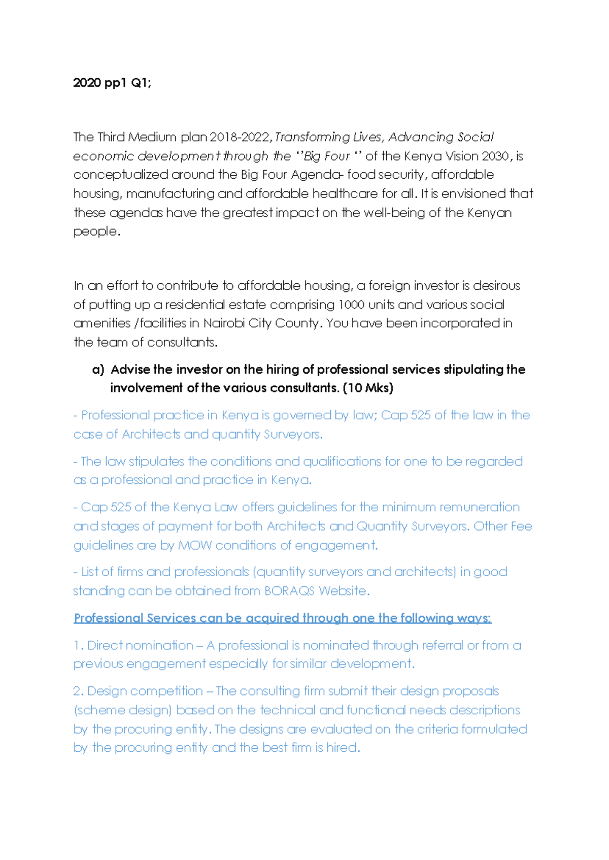 Compiled Answers - 2020 - Paper 1 - 2020 pp1 Q1; The Third Medium plan ...