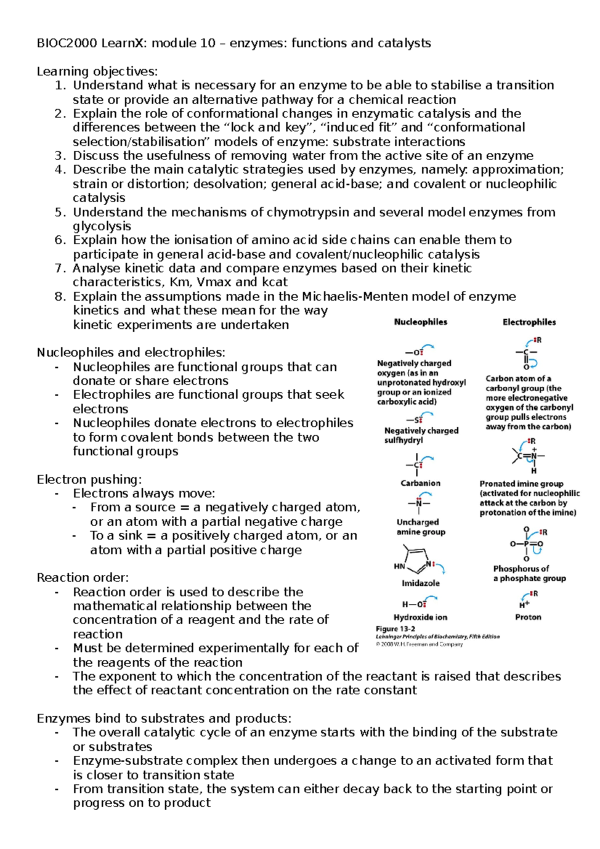 BIOC2000 Learn X - module 10 - BIOC2000 LearnX: module 10 – enzymes: functions and catalysts ...