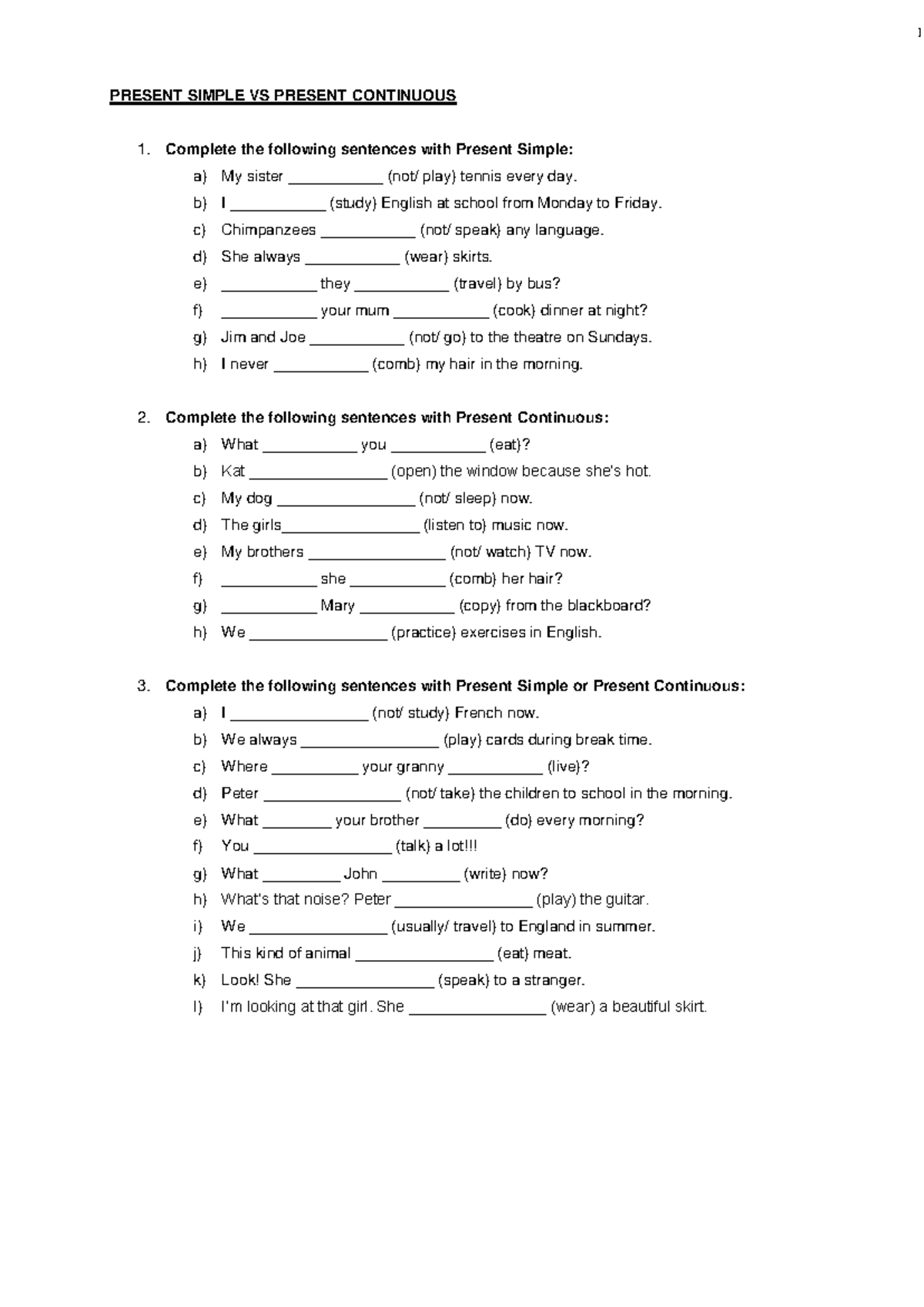 Present simple and continuous - ingles, tarea - UTP - Studocu