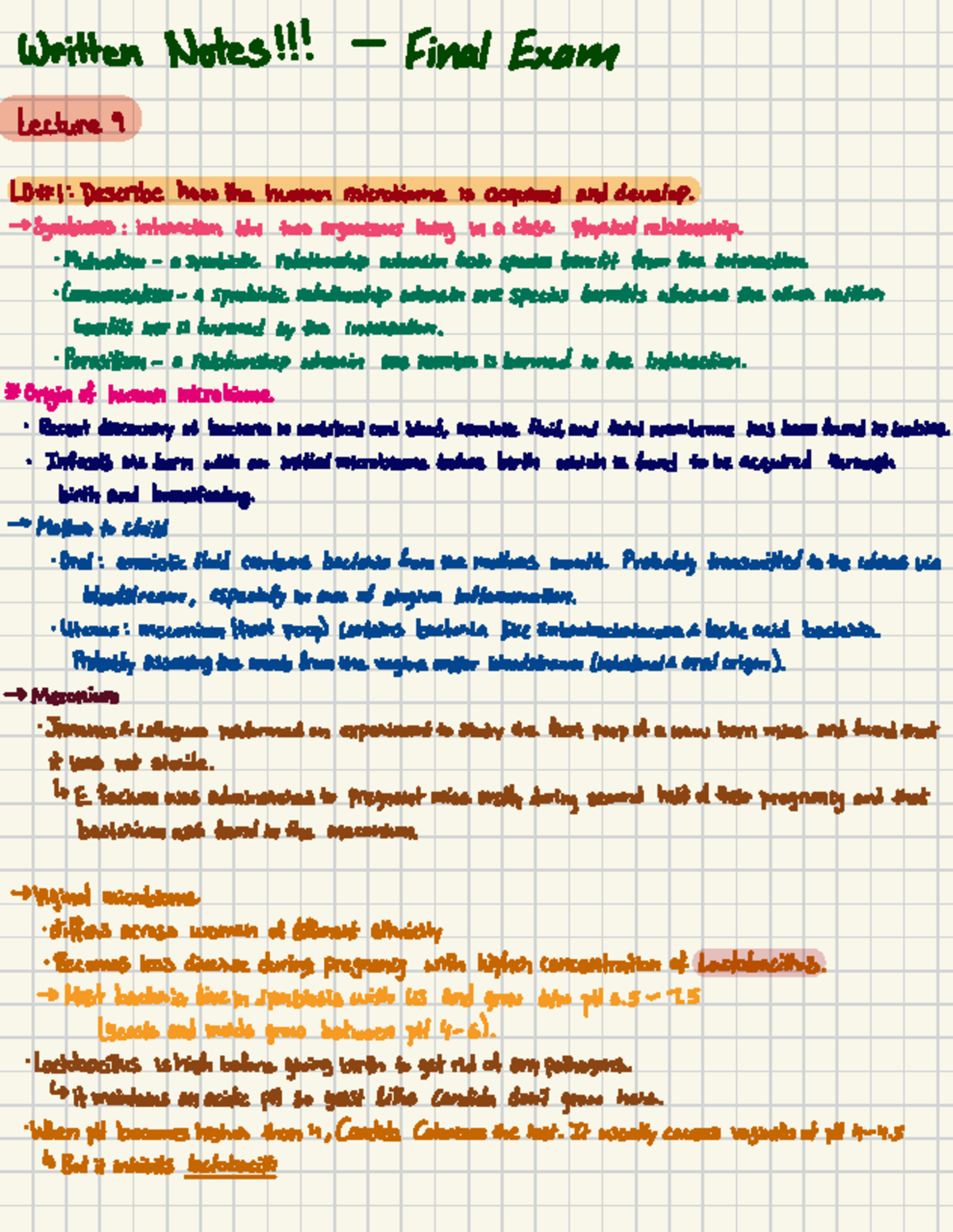 BIMM 120 Final Notes - Written Notes !!! Final Exam Lecture 9 LO#1 ...